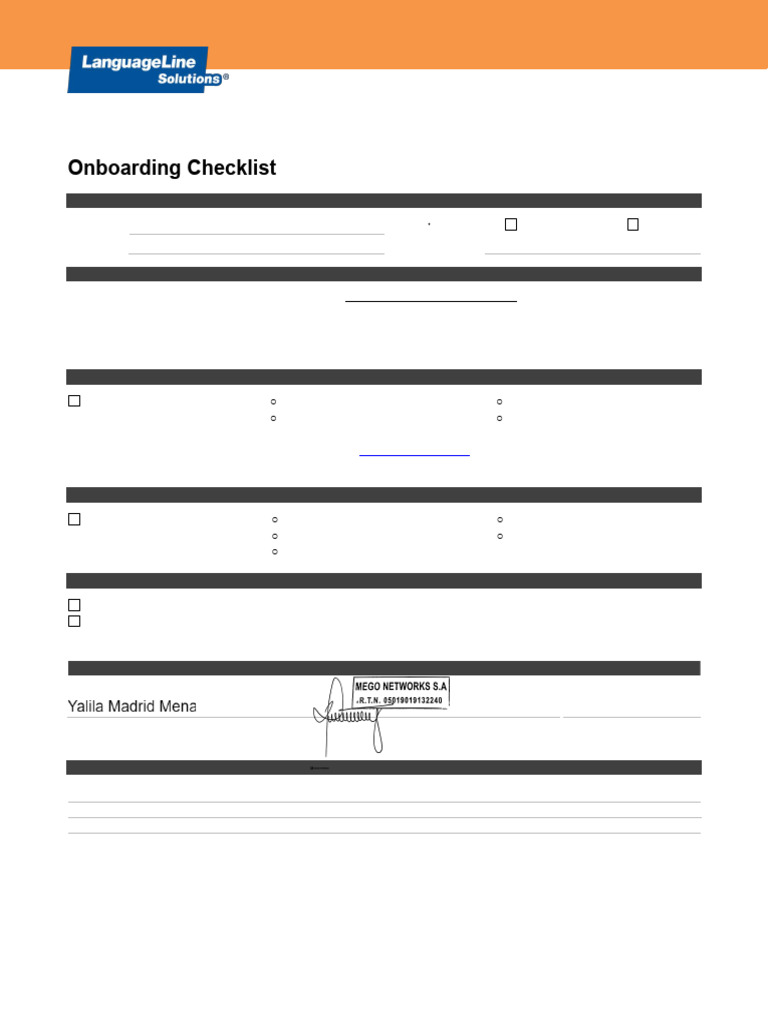 LLS Onboarding Checklist Generic 2020 | PDF