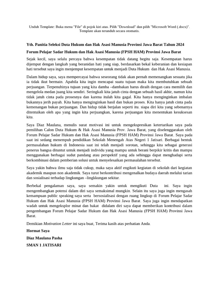 Diaz Motivation Letter | PDF