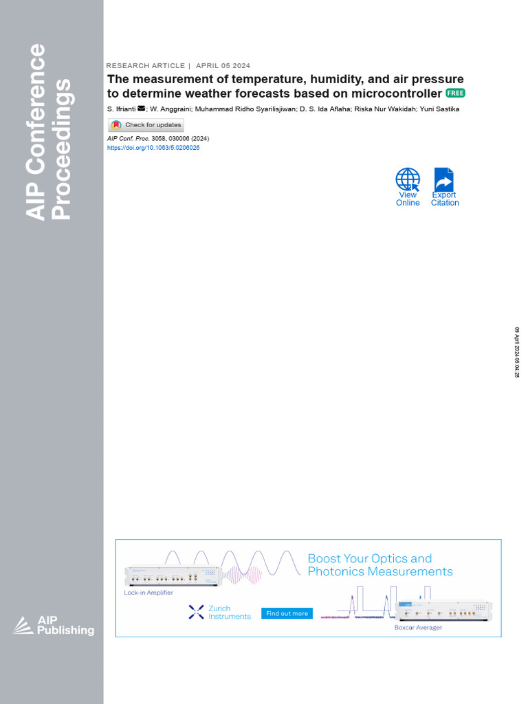 The measurement of temperature, humidity, and air pressure to determine ...