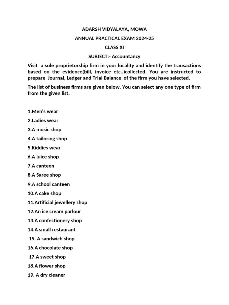 Accountancy Practical 2024-25 | PDF