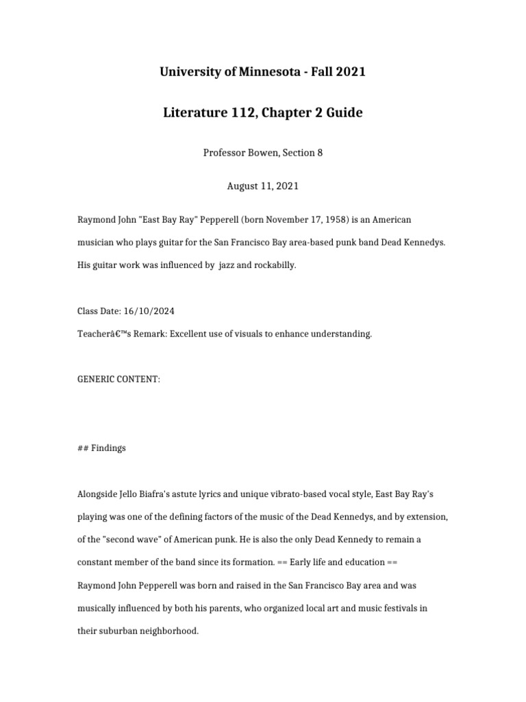 Literature 112 Chapter 2 Guide | PDF