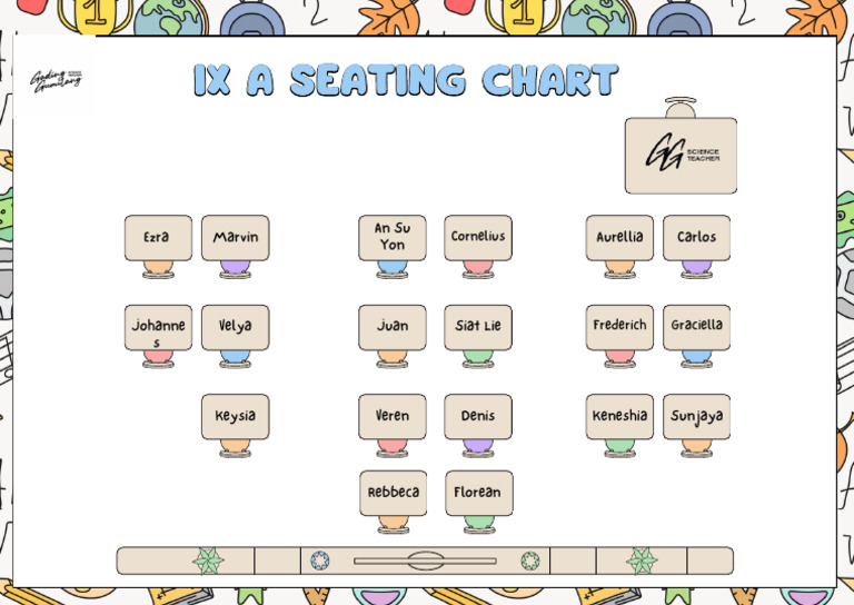 Seating Chart Printable Document in Colorful Illustrated Style | PDF