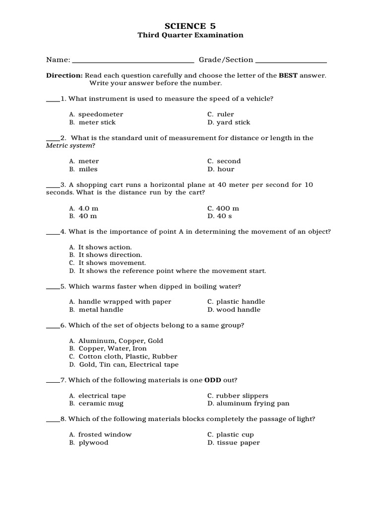SCIENCE-Grade-5-Q3-PT | PDF | Series And Parallel Circuits | Electricity