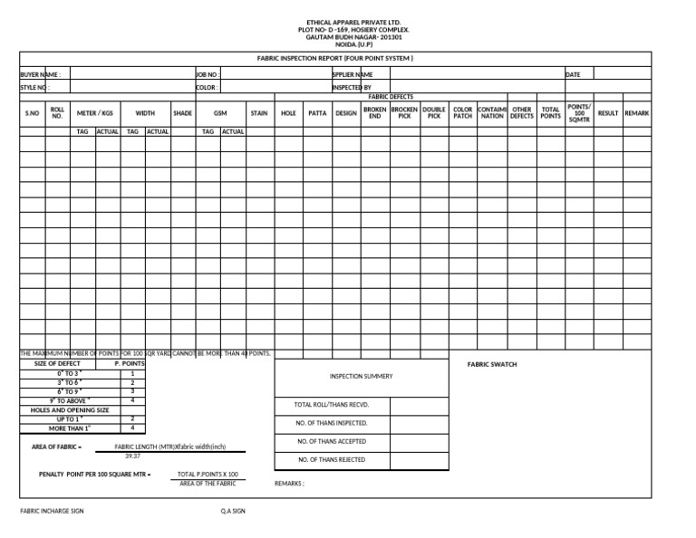 Fabric Checking Report | PDF