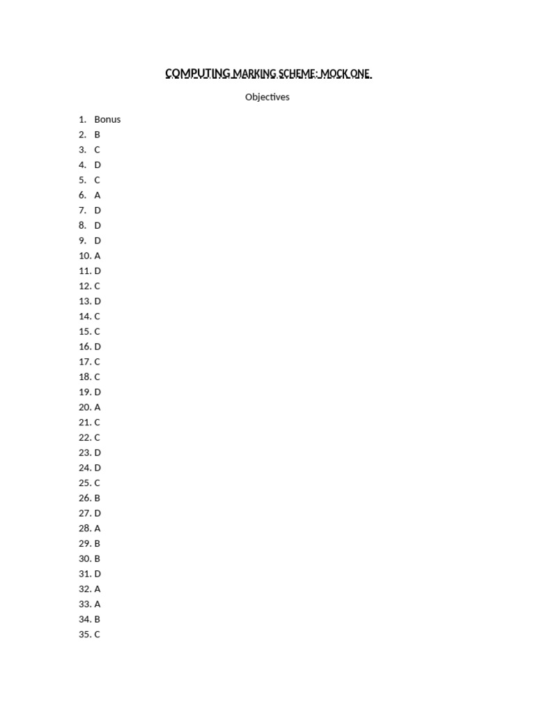 Computing Marking Scheme | PDF | Computer Network | Computing