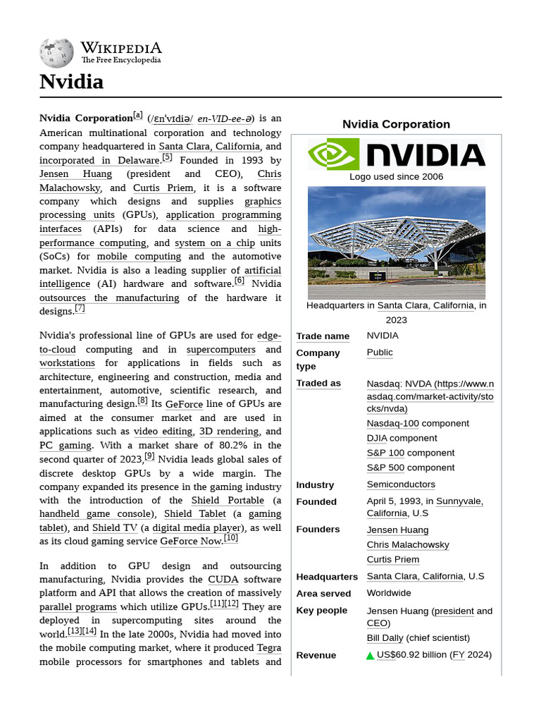 Nvidia | PDF | Graphics Processing Unit | Computing