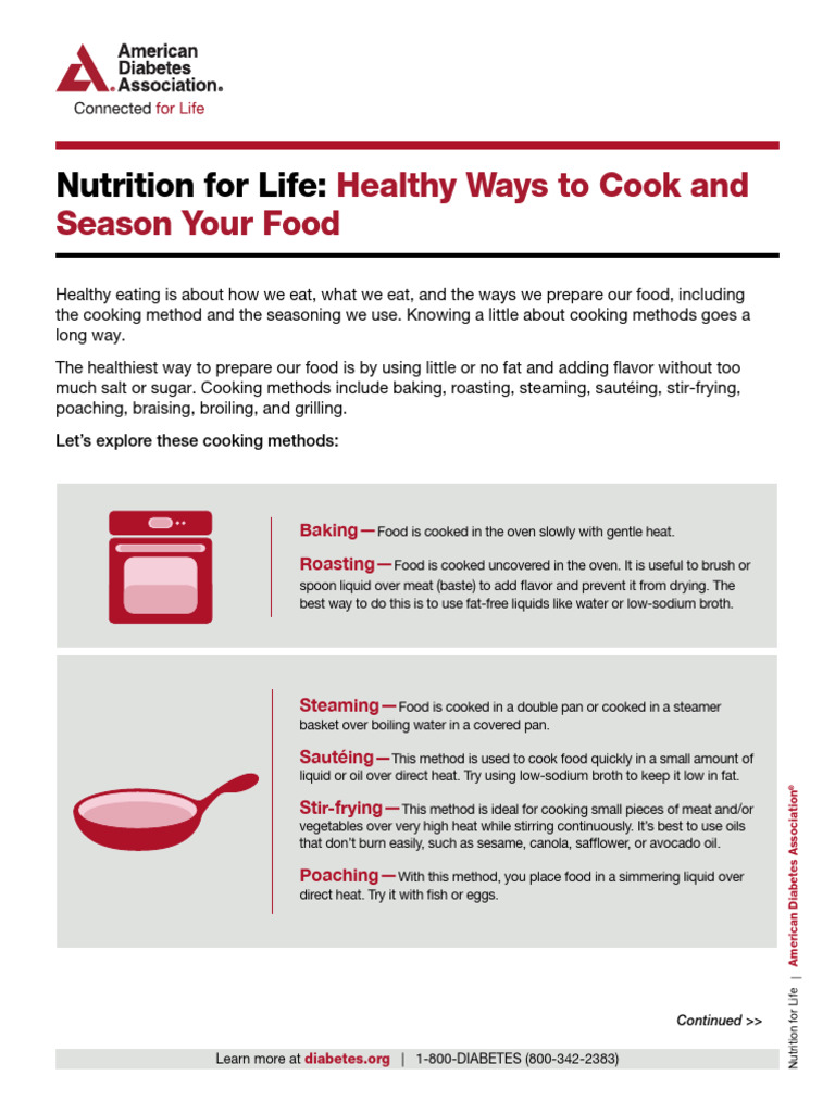 Healthy Cooking Methods for Diabetes | PDF | Cooking | Grilling