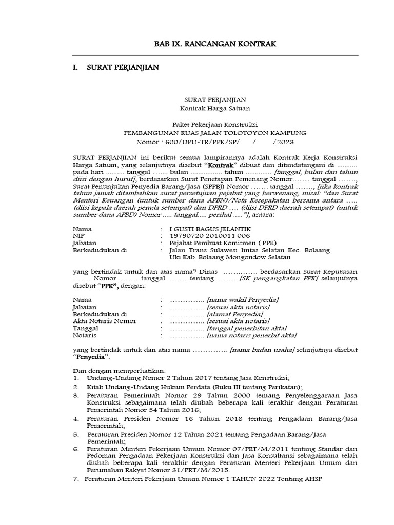 Rancangan Kontrak - 2 | PDF