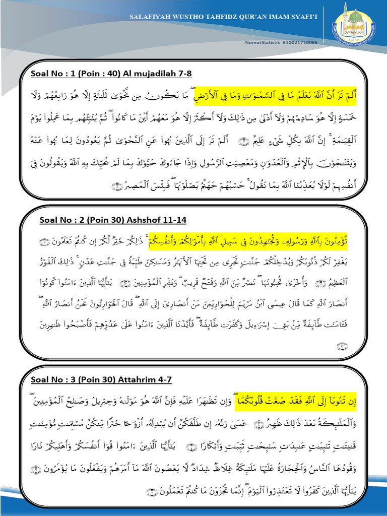 Soal Juz 28 | PDF