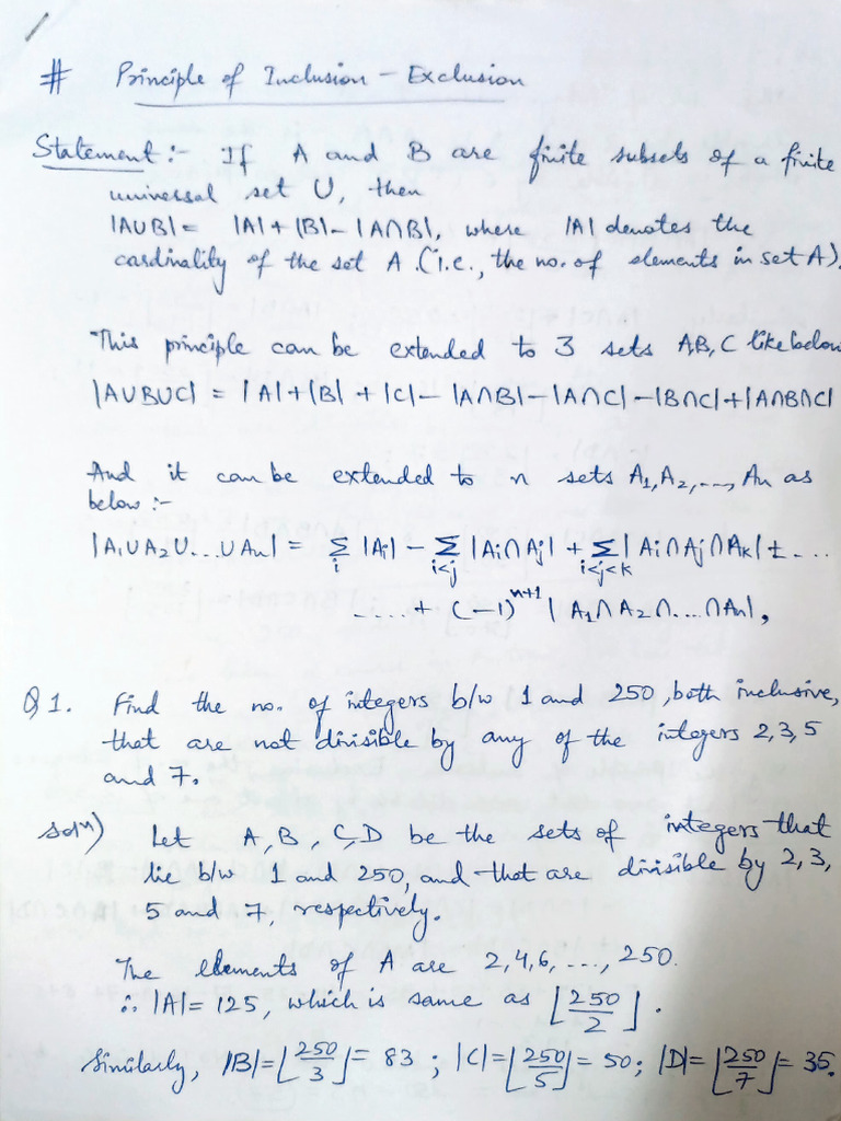 Principle of Inclusion Exclusion- and Binomial Theorem | PDF