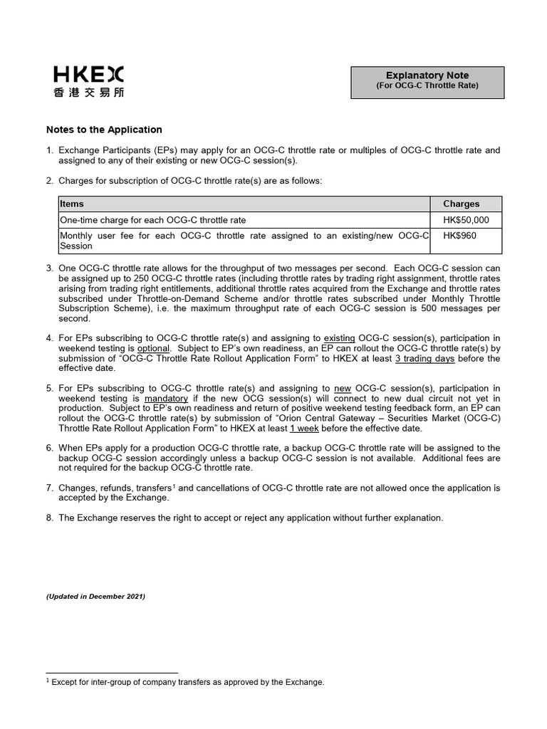 Explanatory Note - OCG Throttle Rate | PDF | Telecommunications ...