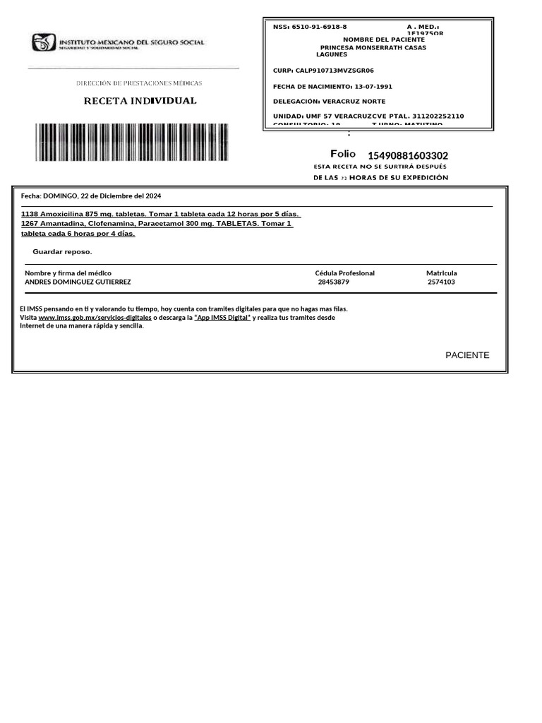Receta Editable Imss 2022 | PDF