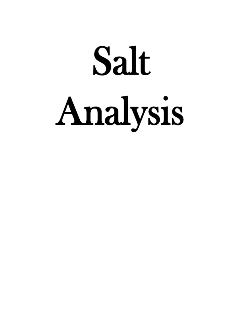 Salt Analysis General Scheme - 250121 - 061042 | PDF | Ammonium | Salt ...