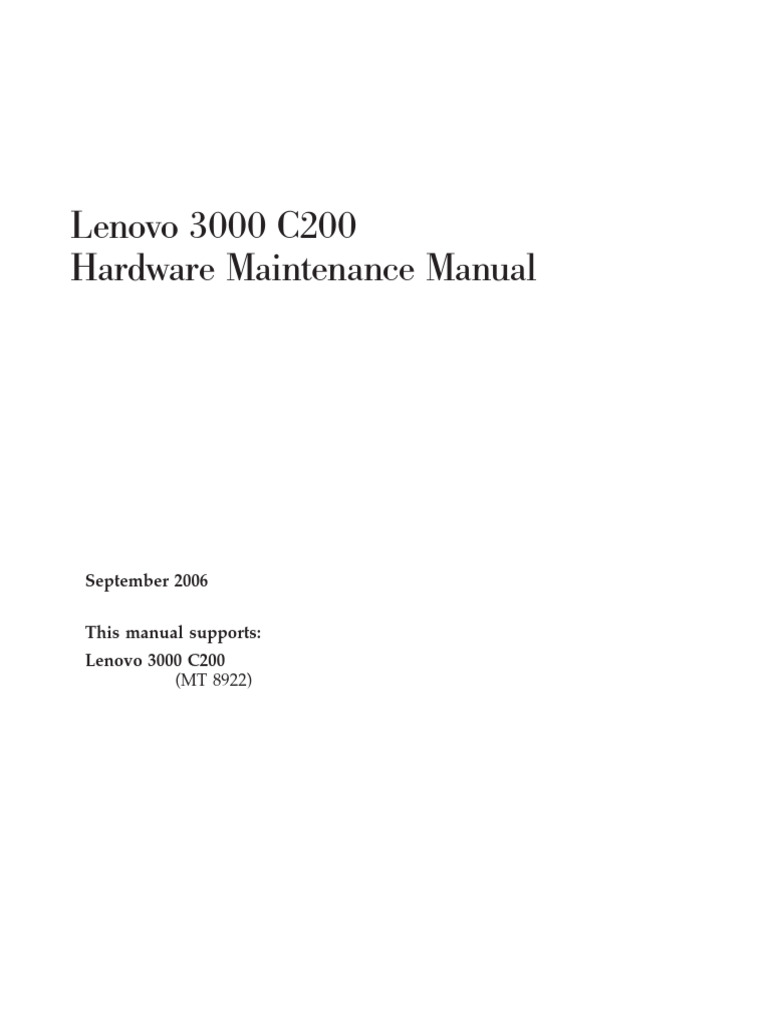 Lenovo 3000 C200 | PDF | Electrostatic Discharge | Switch