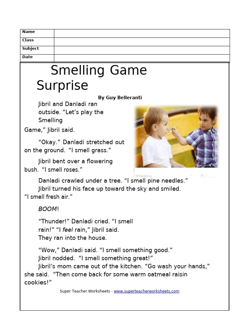 1st Smelling Game Surprise - SMELL | PDF