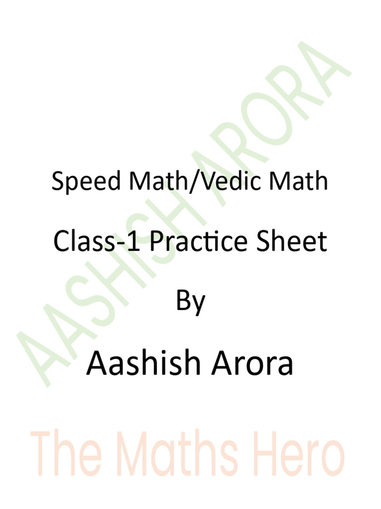 004 Speed Maths Class 1 Practice Sheet 330 Questions by @ImTgLoki | PDF