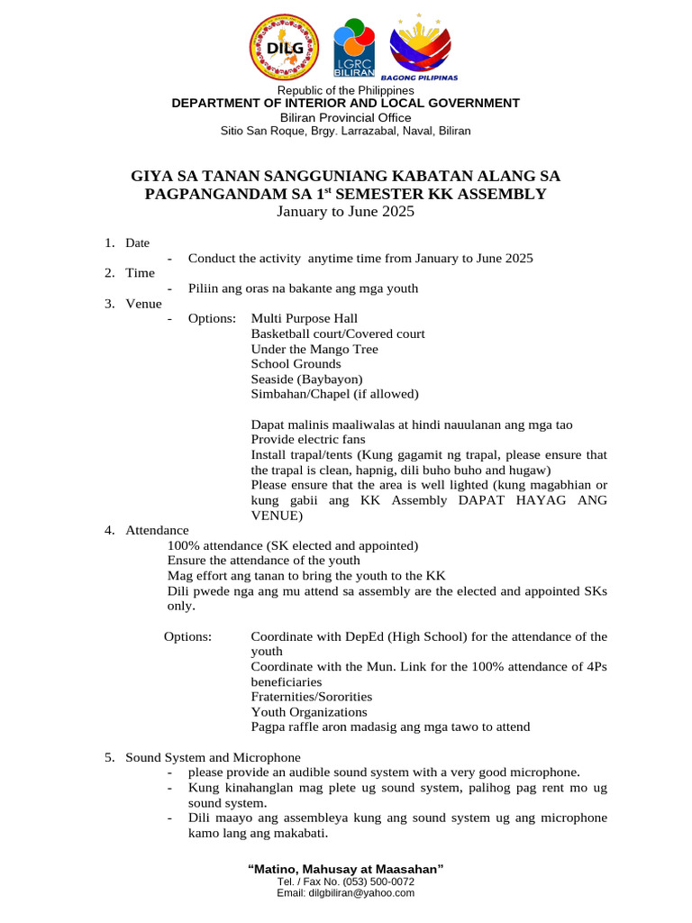 KK Assembly Guidelines for 2025 | PDF | Youth Organizations | Youth
