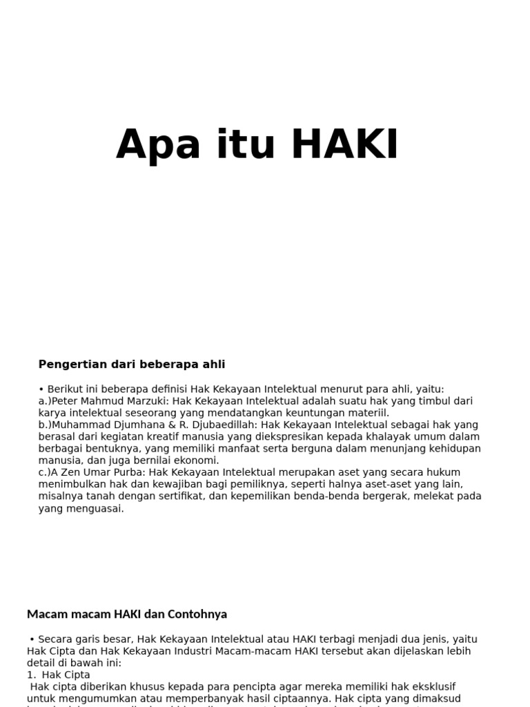 Pengertian dan Jenis HAKI di Indonesia | PDF