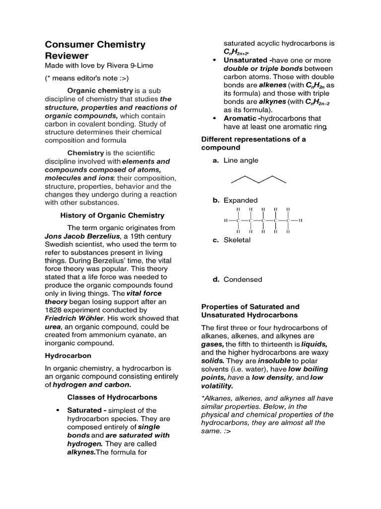 Consumer Chemistry Reviewer | PDF
