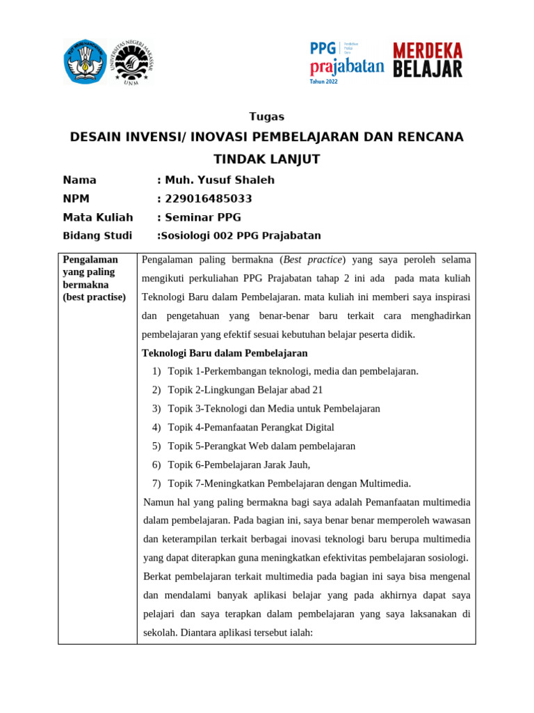 Tugas 5-Desain Invensi Dan Inovasi Pembelajaran | PDF