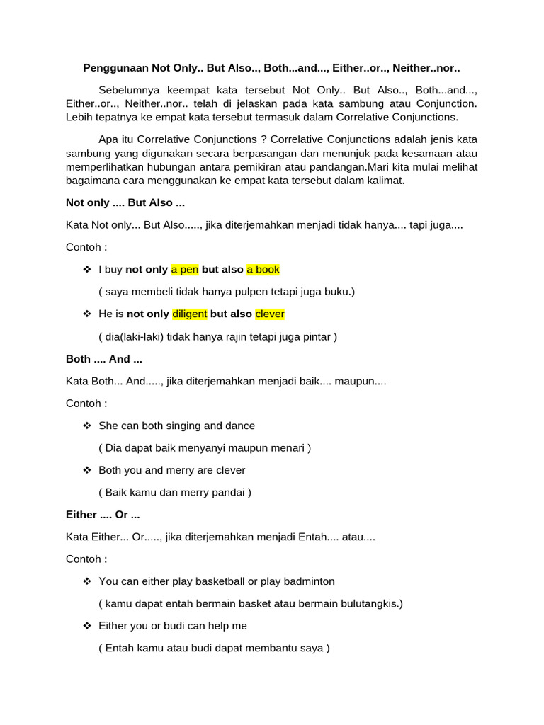 Correlative Conjunctions | PDF