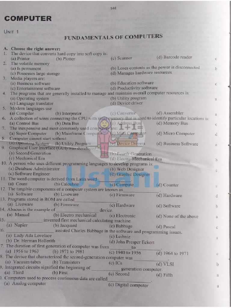 Computer MCQ's With Answers - Xi | PDF