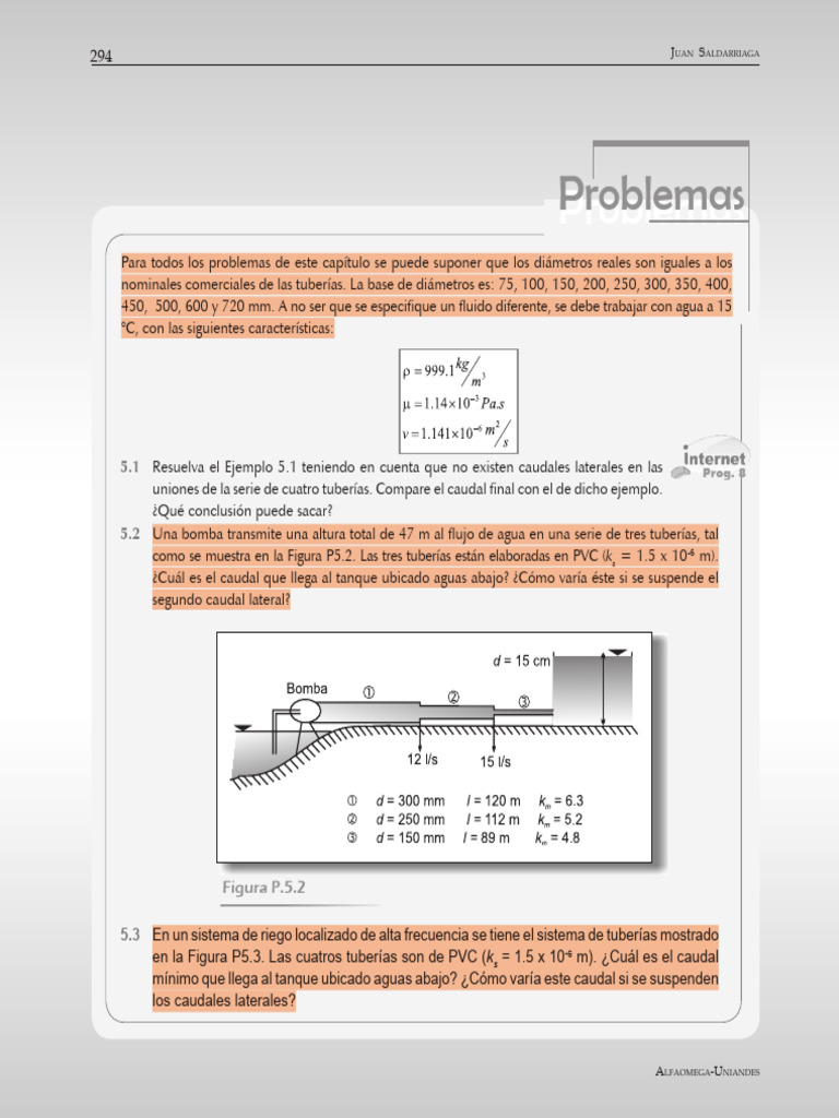 Hidraulica de Tuberias - Saldarriaga-Ejerc. Cap 5-Tub Serie y Paralelo-F | PDF | Tubería ...