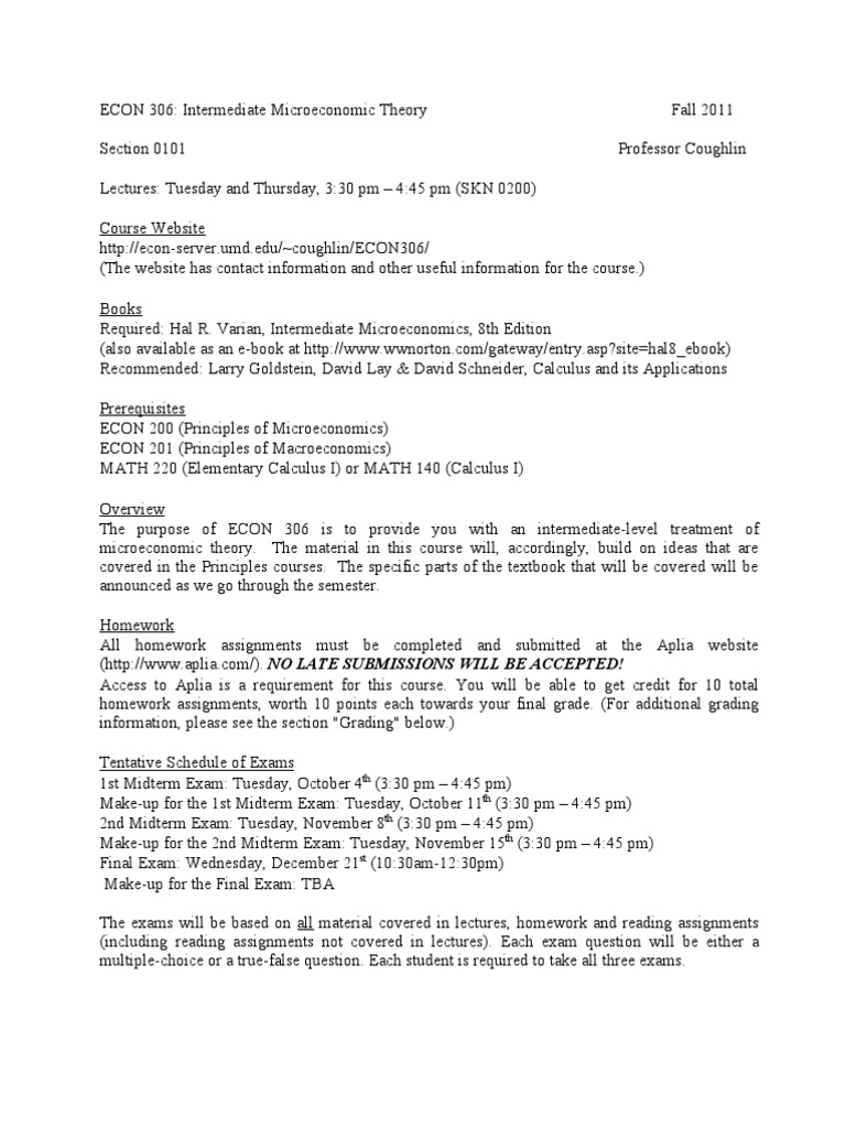 Econ 306 Syllabus | PDF | Academic Integrity | Students