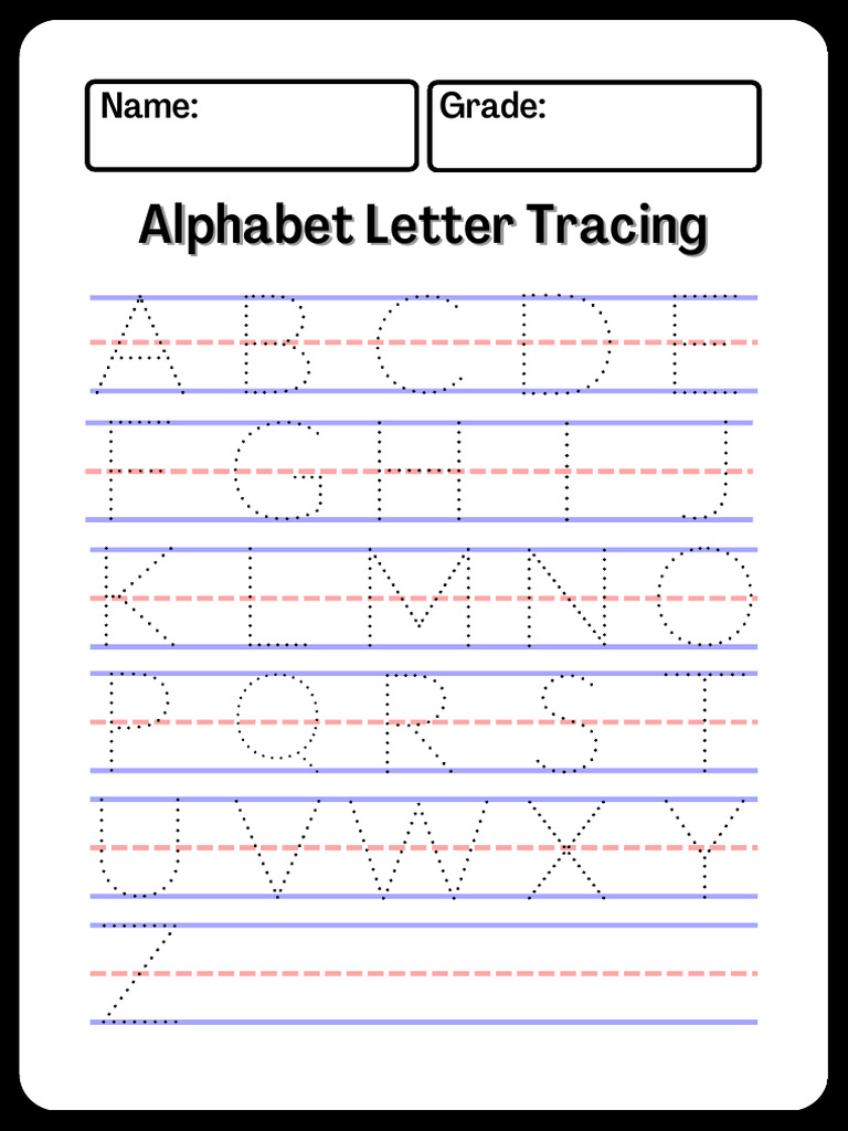 Black-White Uppercase Alphabet Letter Tracing Worksheet | PDF
