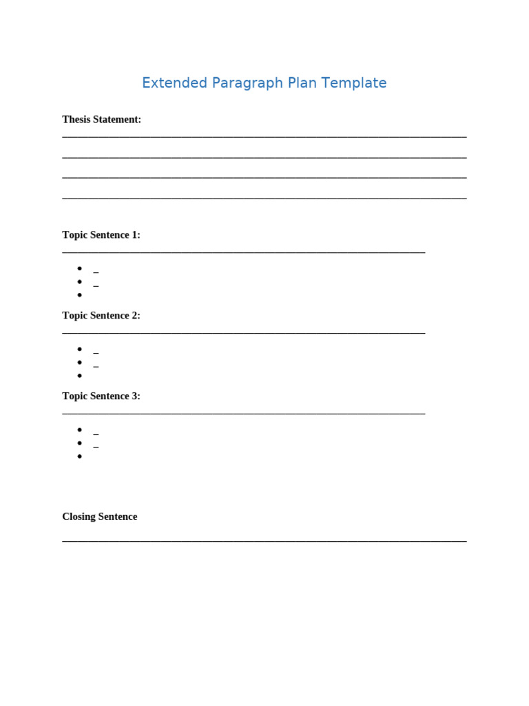Extended Paragraph Plan Template | PDF