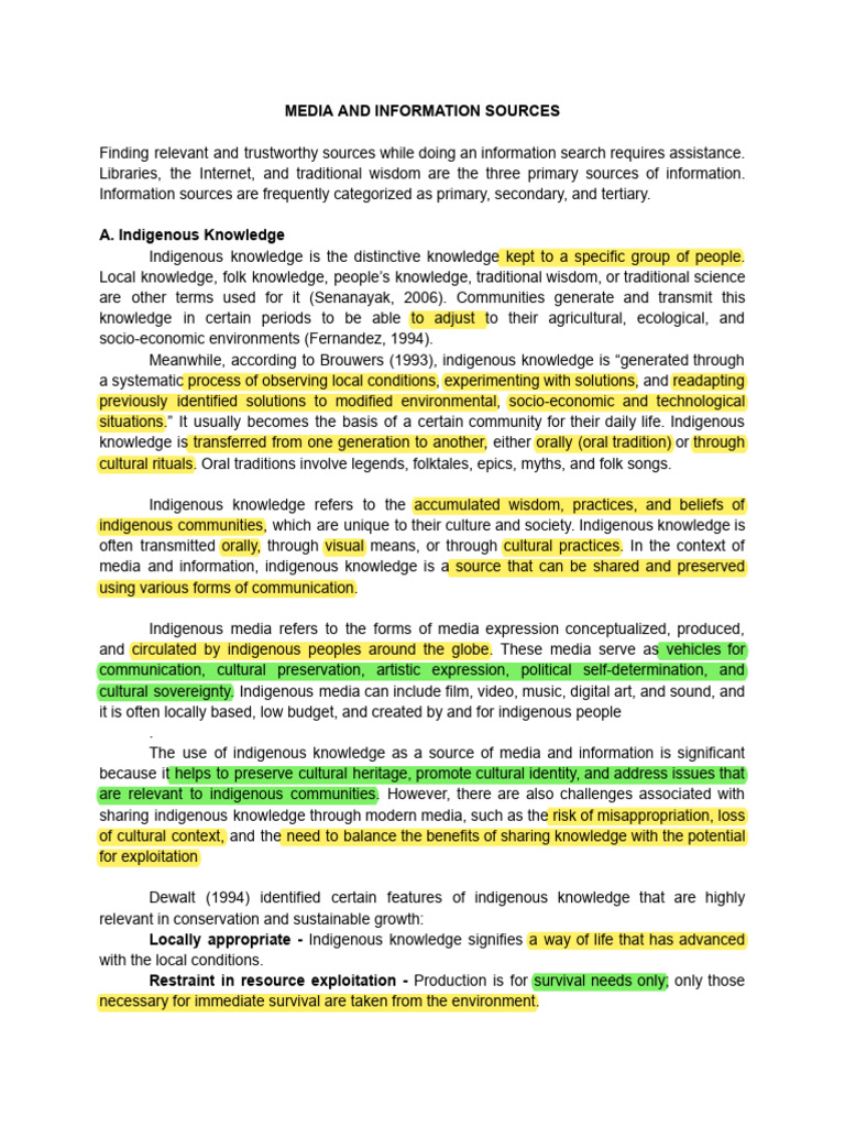 Media and Information Sources | PDF | Internet | World Wide Web