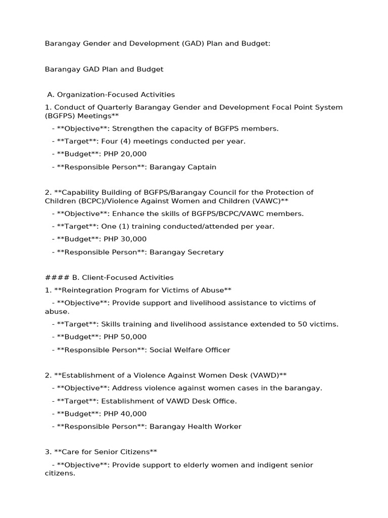 Barangay Gender and Development | PDF | Gender And Development | Woman