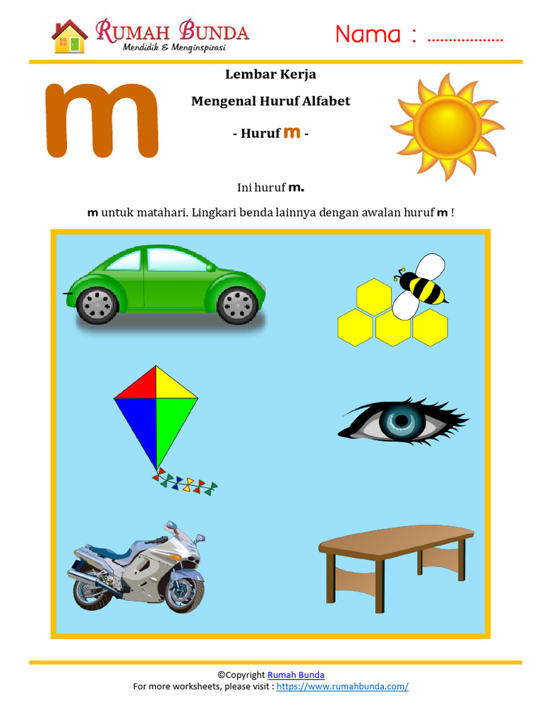 Menulis Huruf Alfabet M | PDF
