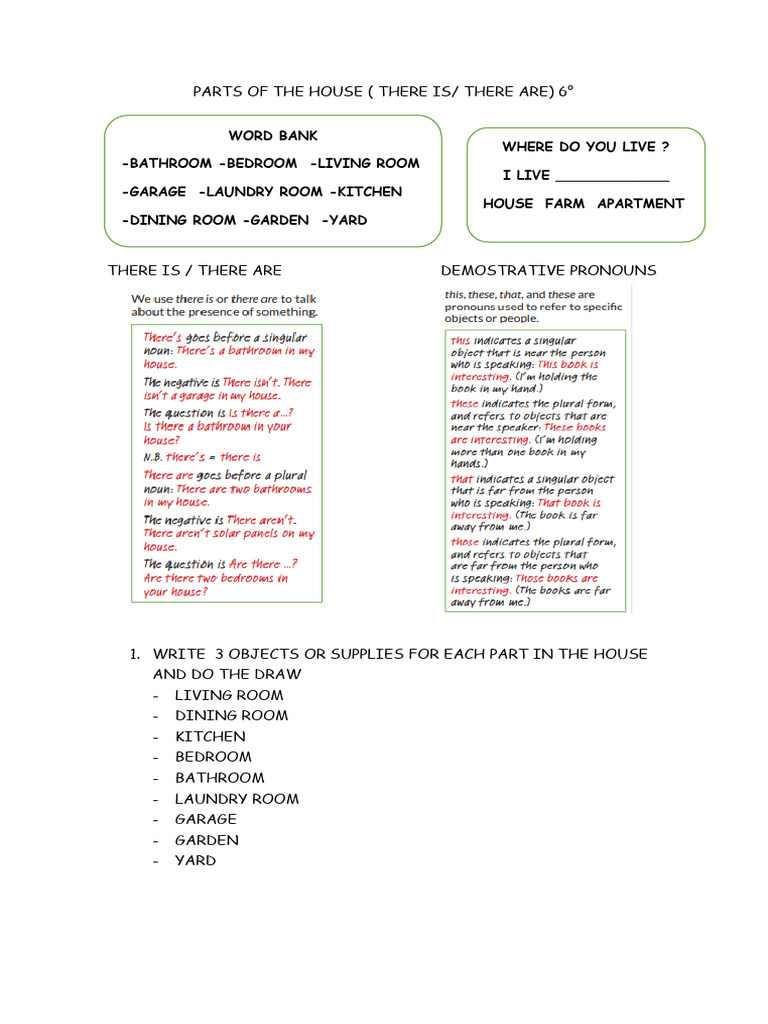 House Parts and Objects Activity | PDF