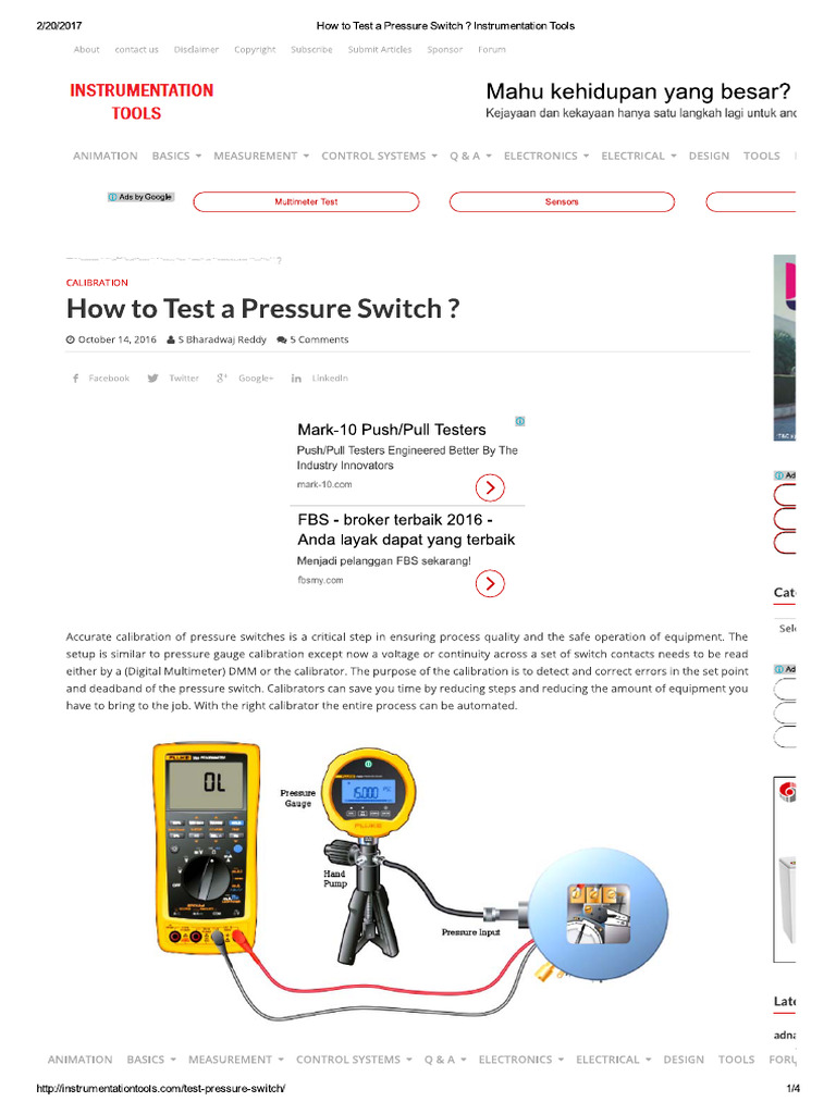 How To Test Pressure Switch | PDF