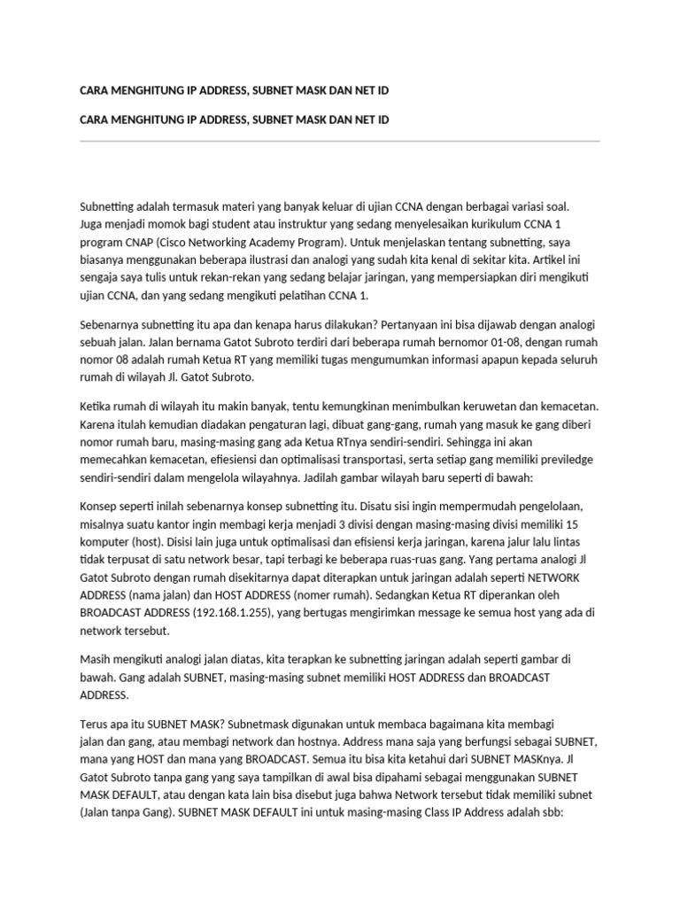 Panduan Subnetting IP Address Lengkap | PDF