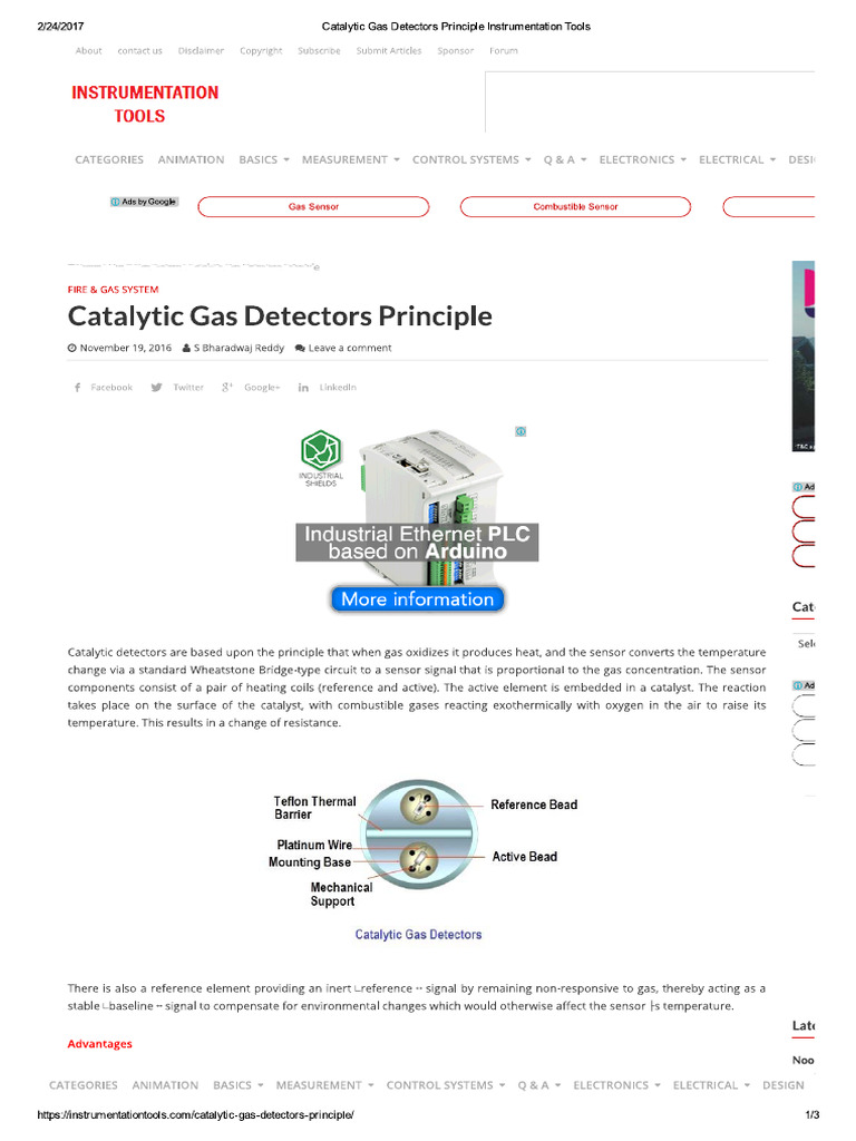 Catalytic Gas Detectors Principle | PDF