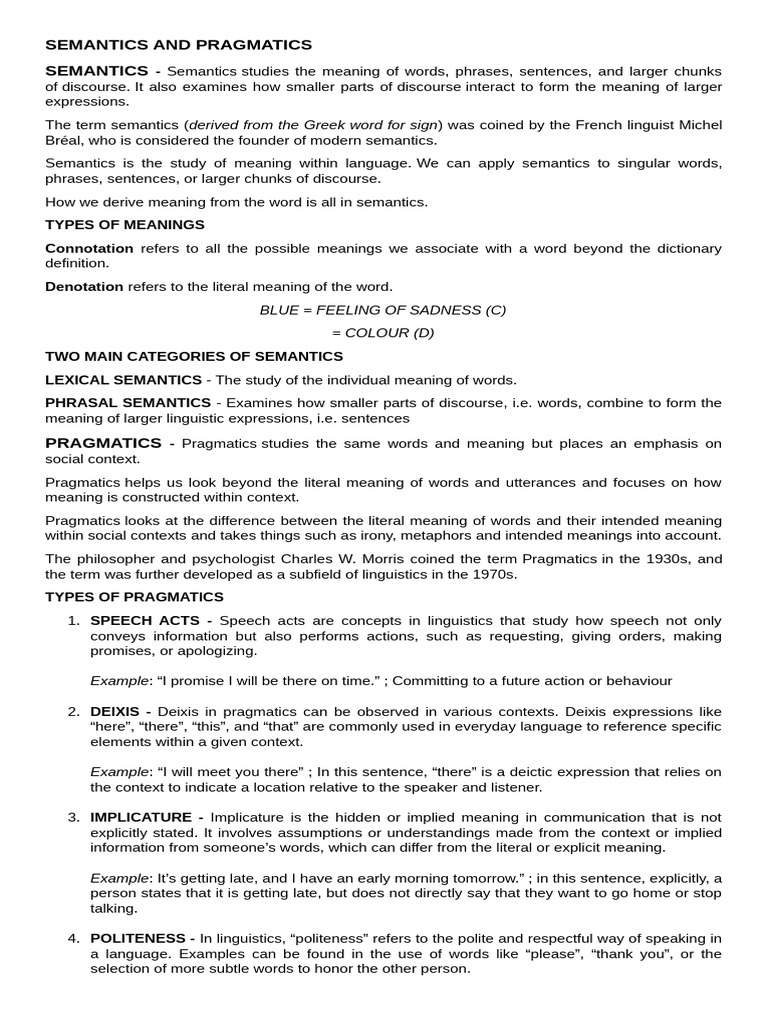 Semantics and Pragmatics | PDF | Semantics | Word