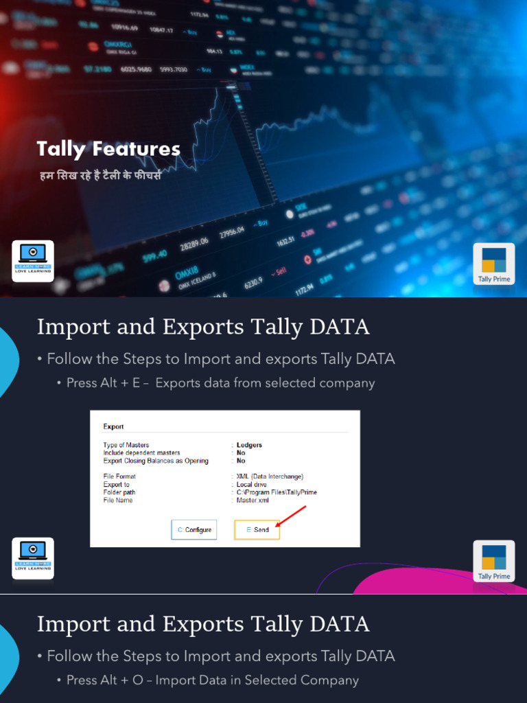 101 - Tally Features - Import and Exports Masters | PDF