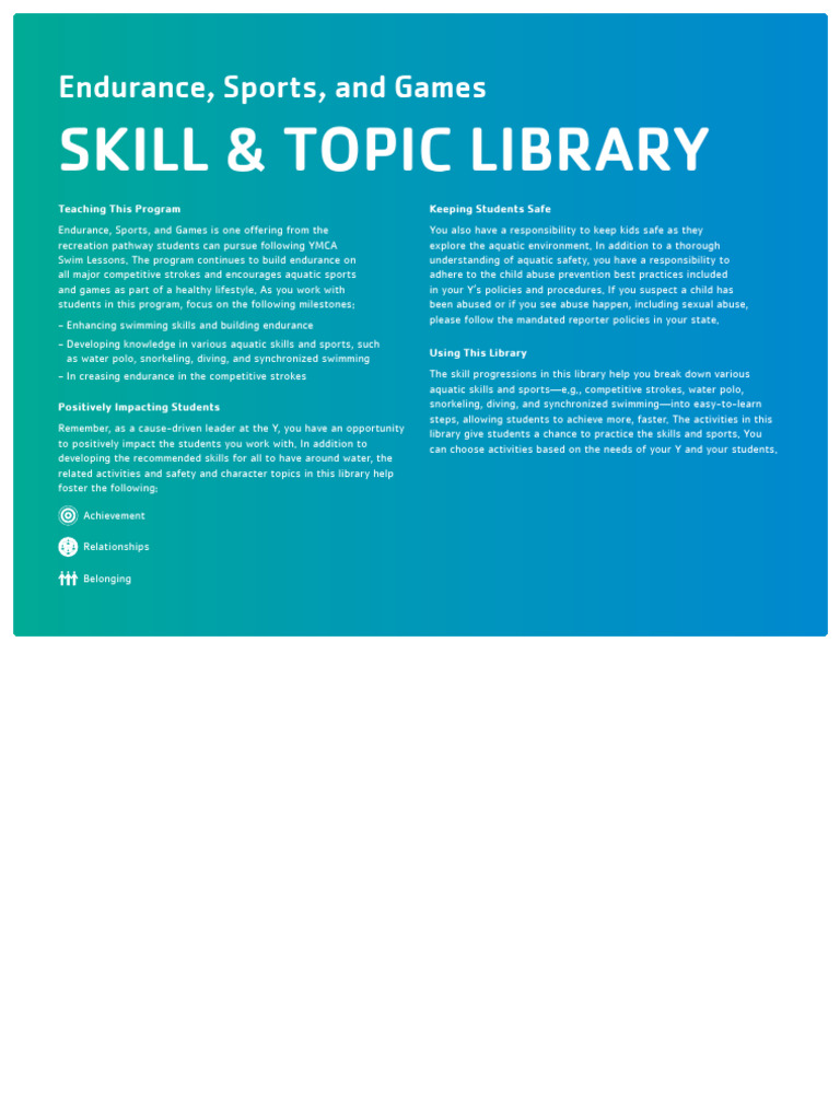 Endurance Sports and Games Skill and Topic Library | PDF | Swimming ...