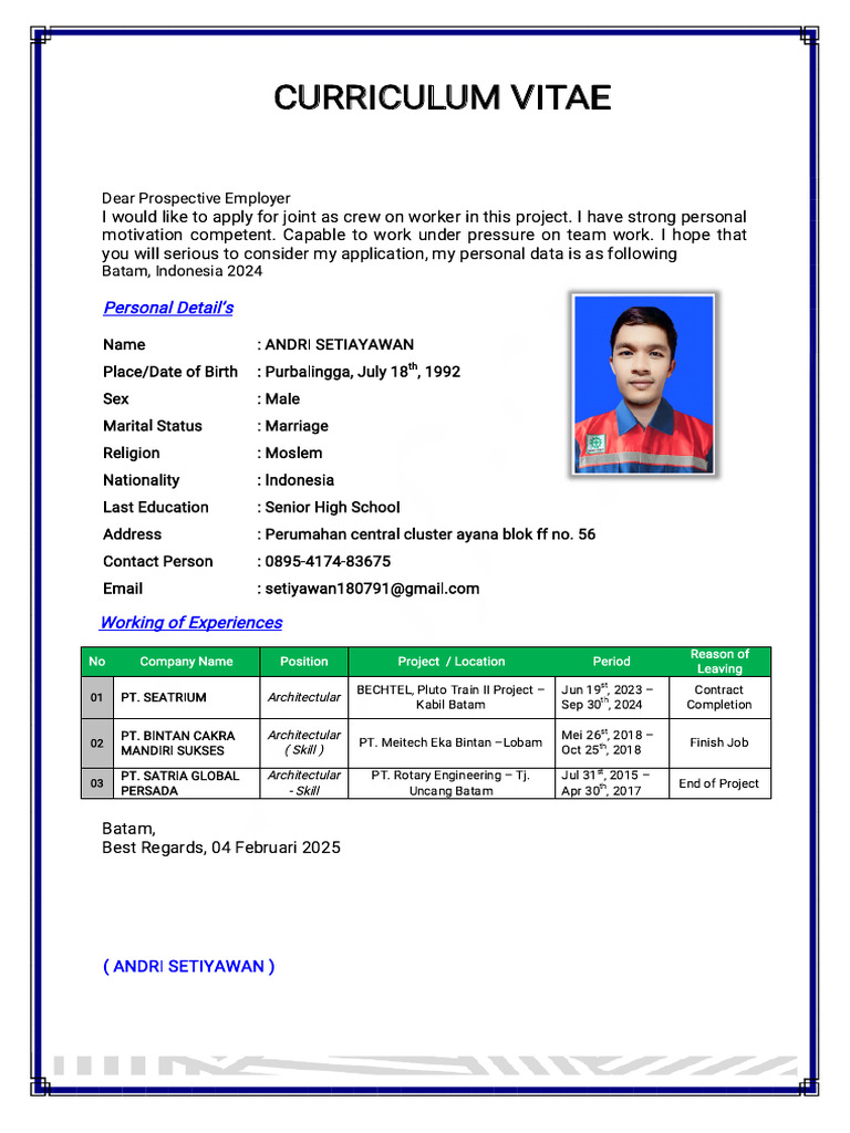 CV Andri Setiyawan Architectular | PDF