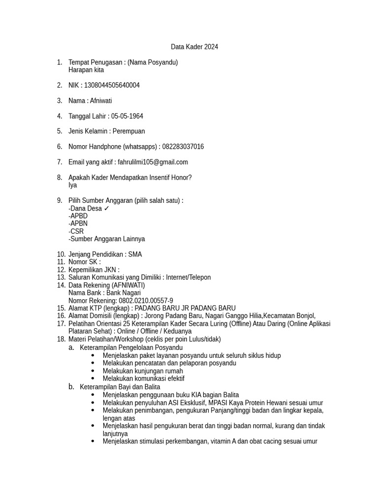 Data Kader 2024 | PDF