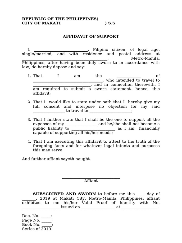 Affidavit of Support and Guarantee | PDF | Affidavit | Evidence