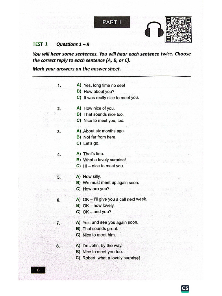 Raxmatova - Achiever Listening Part 1-5 Ta & Part 2-5 Ta | PDF