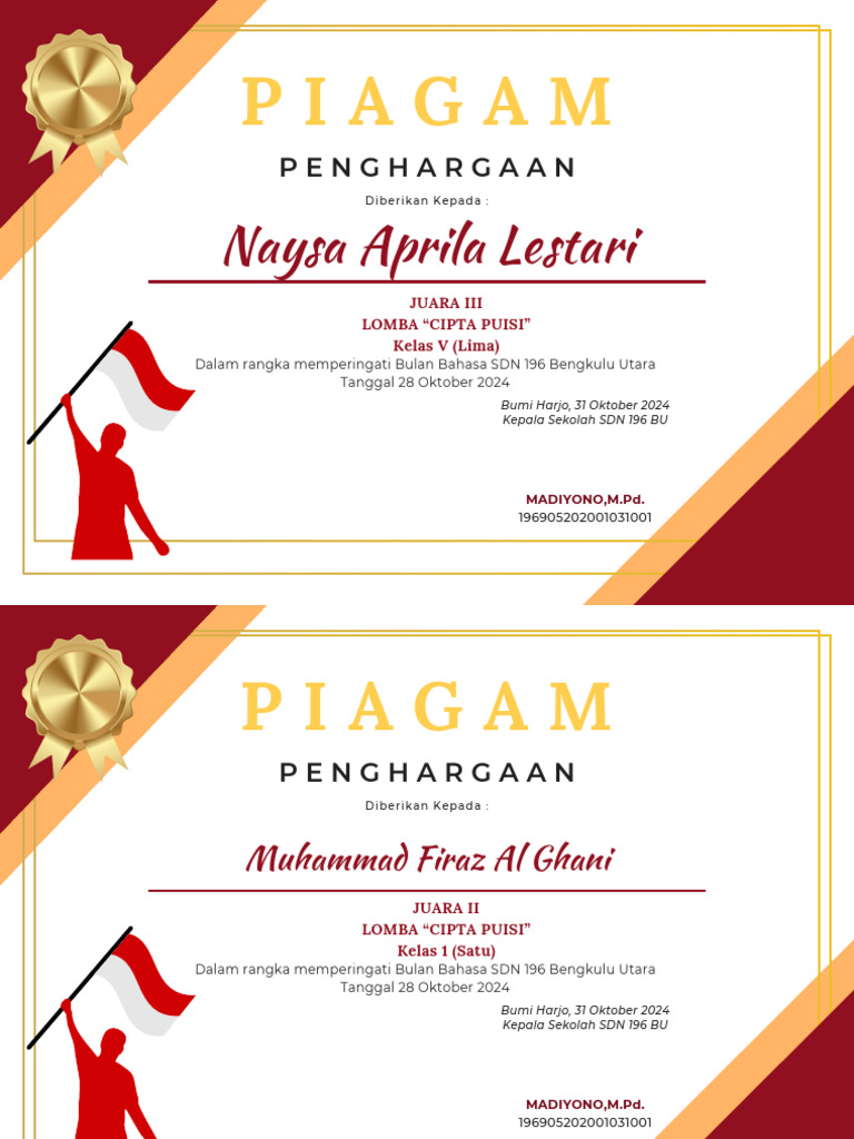 Merah Orange Modern Minimalis Piagam Penghargaan Sertifikat-1 | PDF