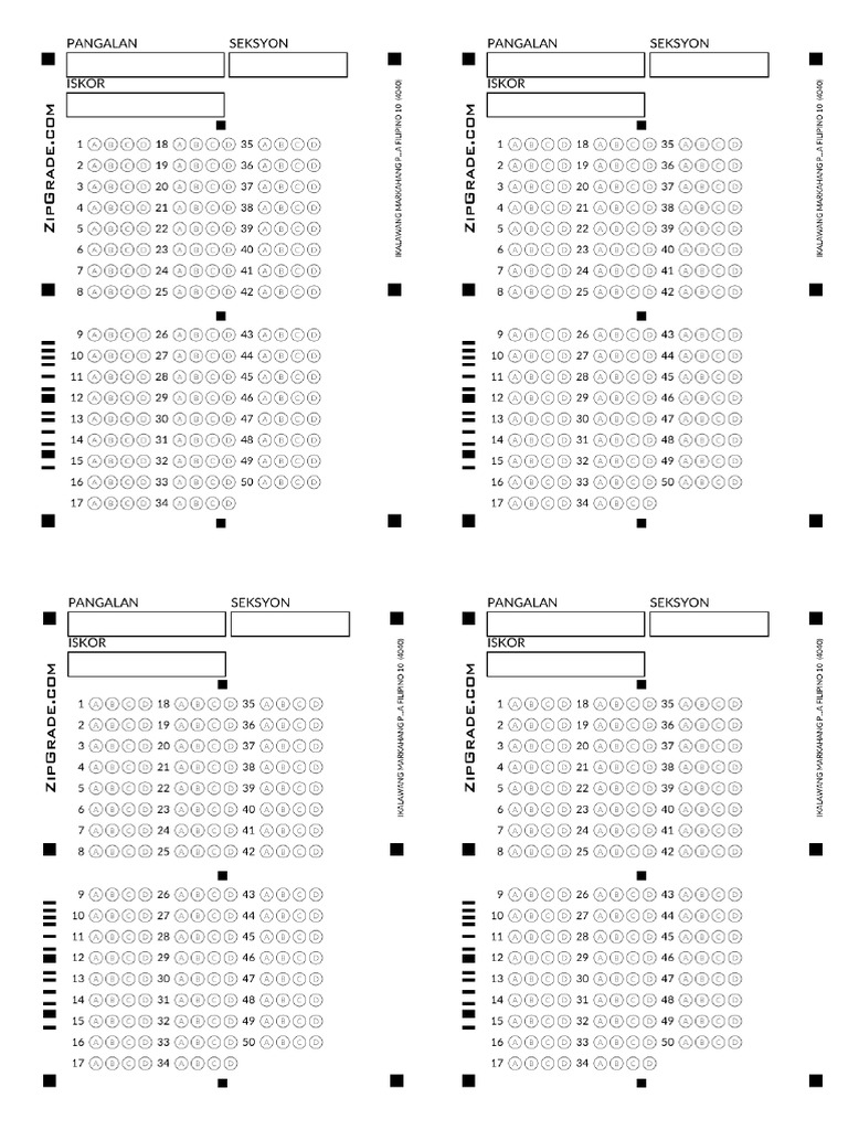 50 ITEMS ANSWER SHEET | PDF