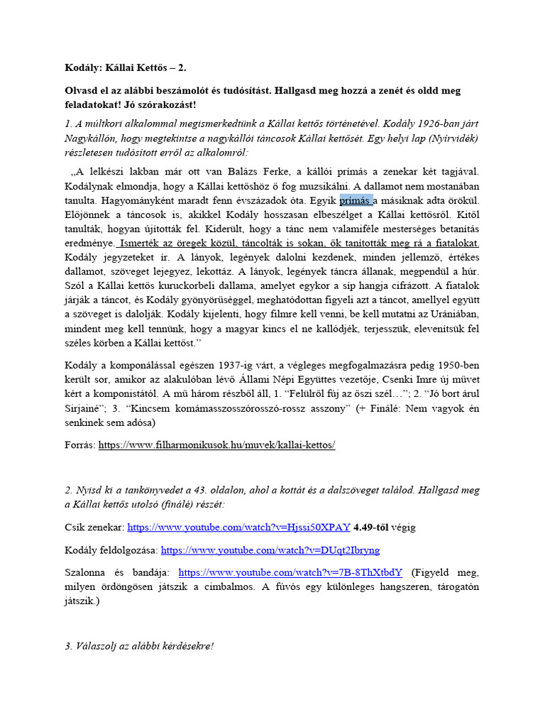 SzabadyDK 8 - Kállai Kettős - Kitöltve | PDF