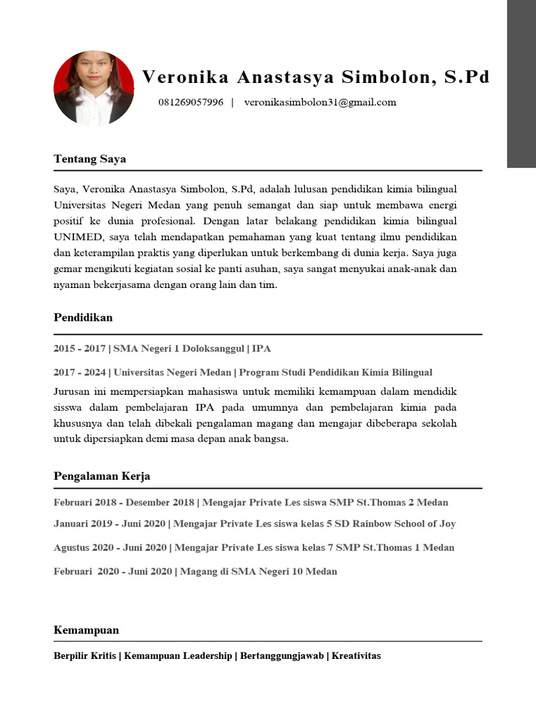 Putih Minimalis Sederhana Profesional Administrasi Perkantoran Resume | PDF