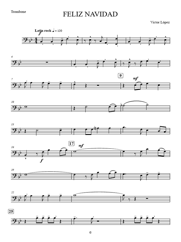 FELIZ NAVIDAD - Trombone | PDF