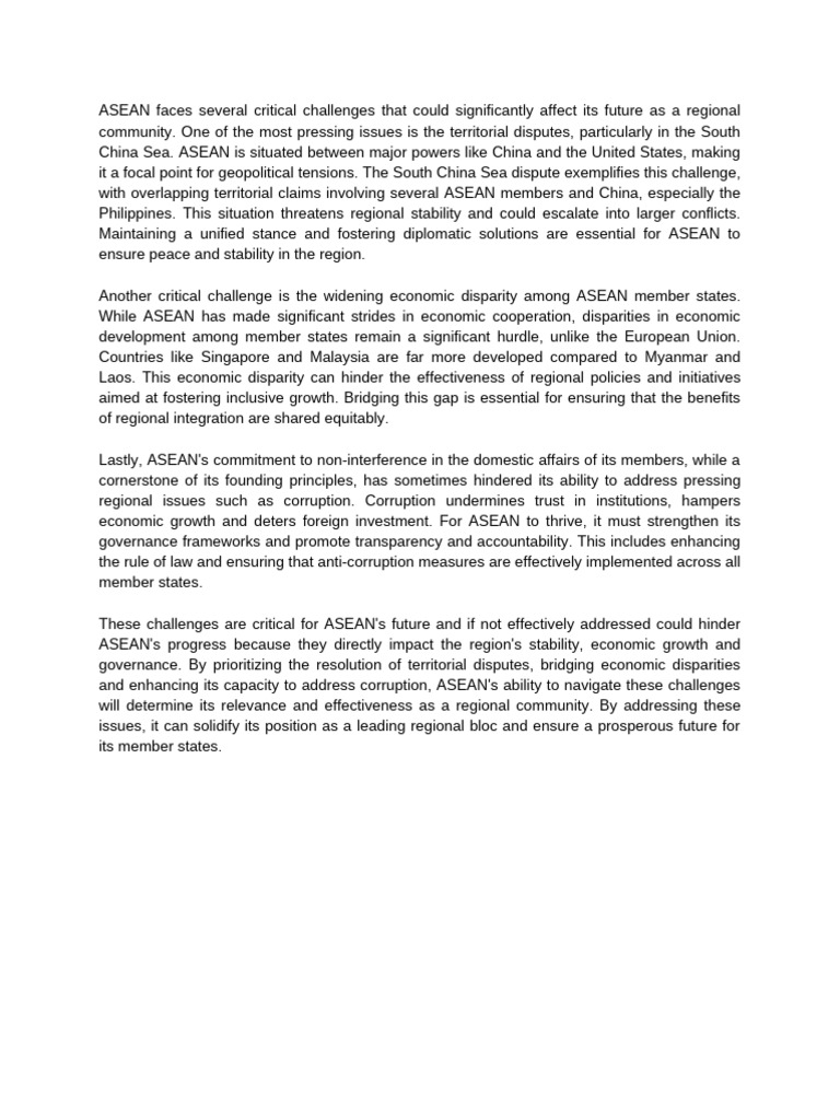 ASEAN's Key Challenges: Stability & Growth | PDF